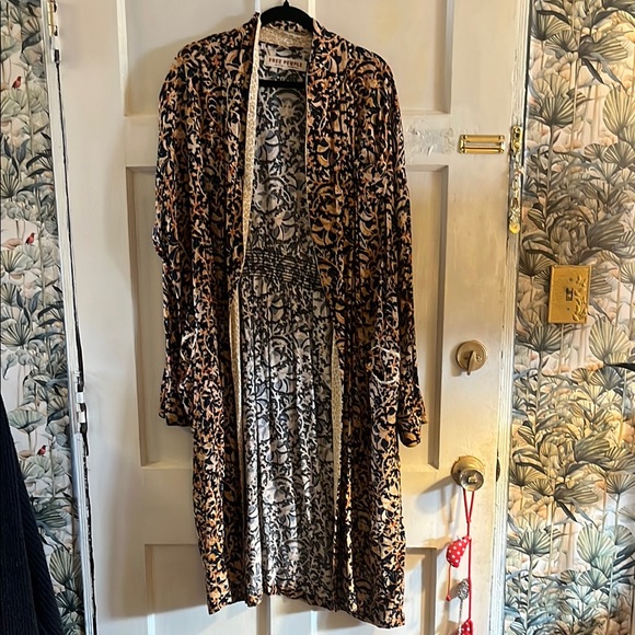 Free People | Jackets & Coats | Vintage Free People Leopard Print Long ...